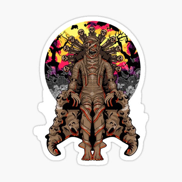 "Halloween Monster Trick Or Treat Costume Scary Throne Mummy" Sticker ...