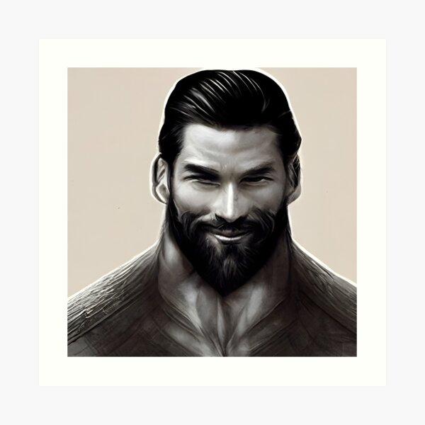 "Portrait of Giga Chad - The Muscle Meme King" Art Print for Sale by ...