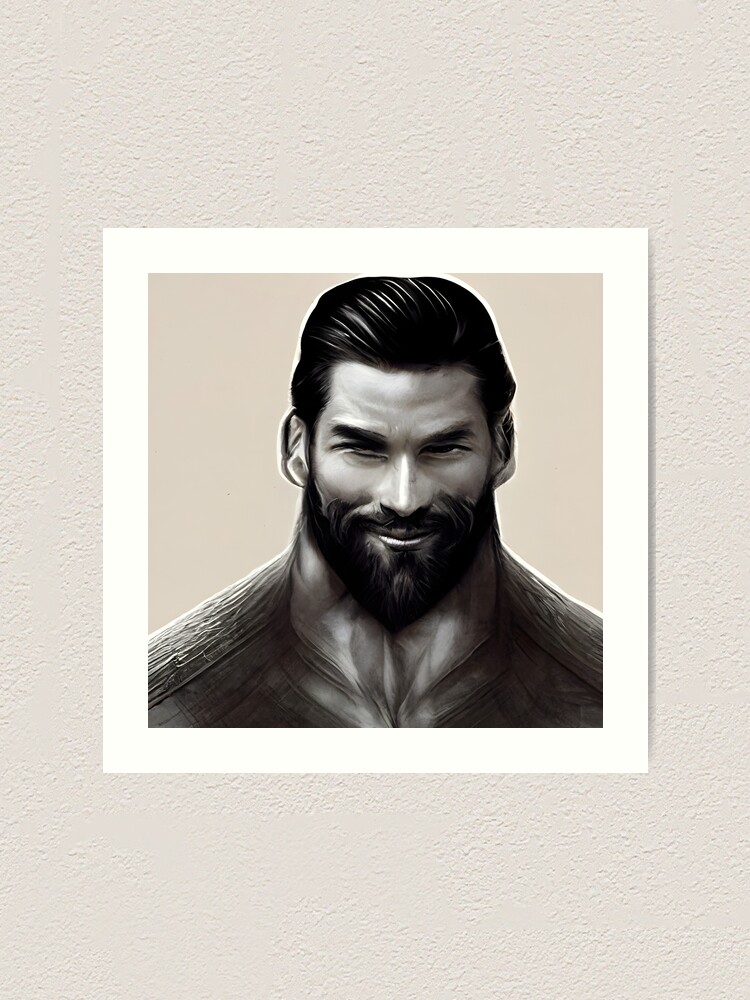 "Portrait of Giga Chad - The Muscle Meme King" Art Print for Sale by ...