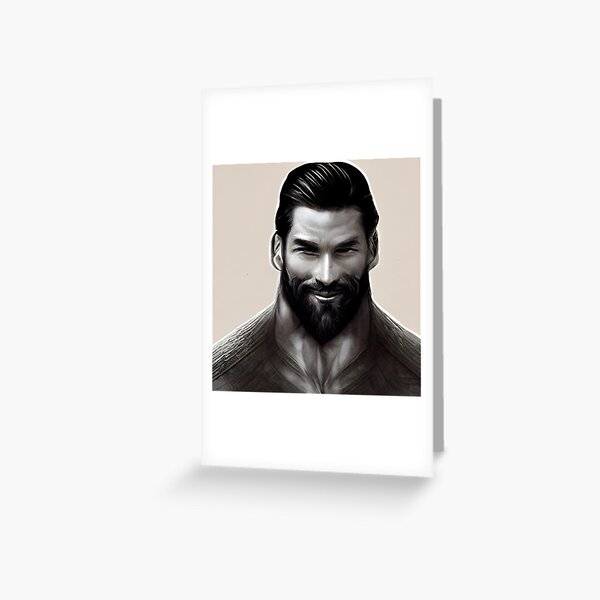"Portrait of Giga Chad - The Muscle Meme King" Greeting Card for Sale ...