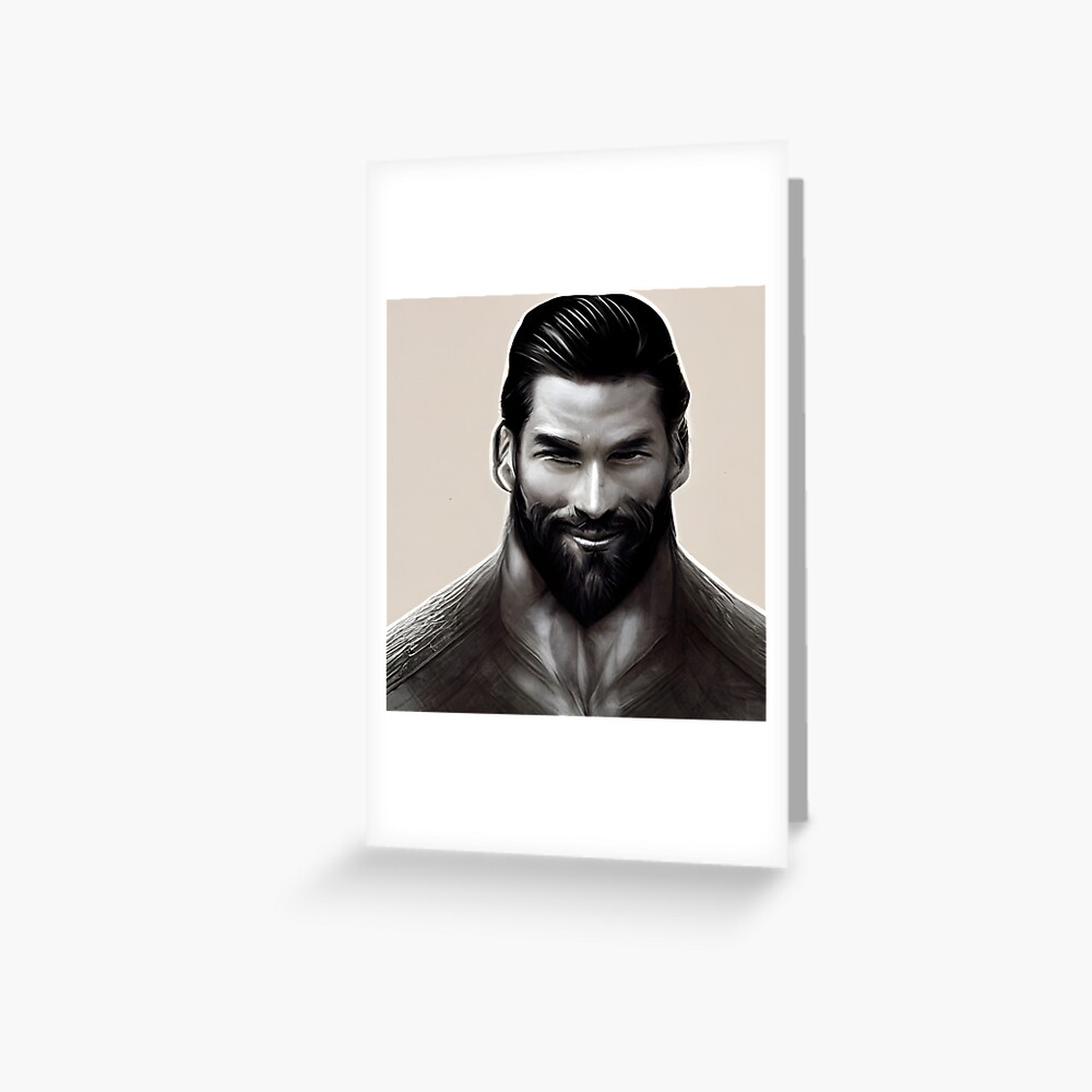 "Portrait of Giga Chad - The Muscle Meme King" Greeting Card for Sale ...