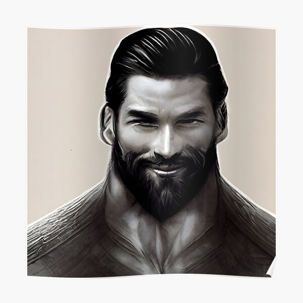 Póster «Retrato de Giga Chad - El rey de los memes musculares» de ...