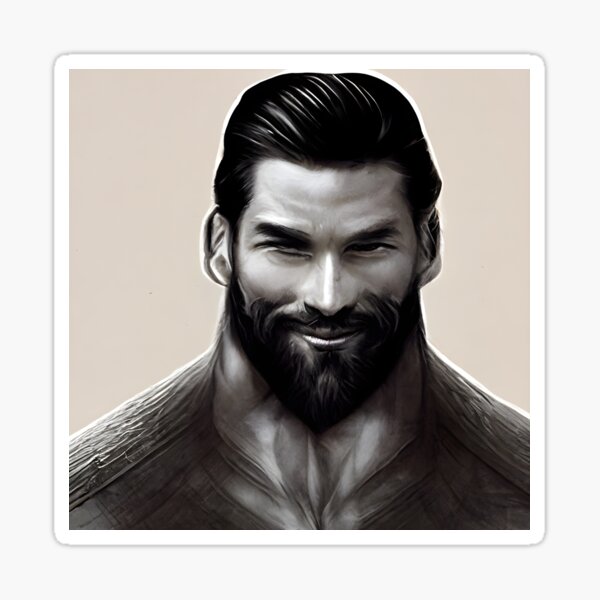 Pegatina «Retrato de Giga Chad - El rey de los memes musculares» de ...