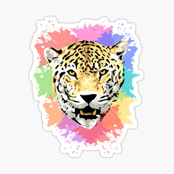 "Colorful rockstar cheetah" Sticker for Sale by ElviraHyvonen | Redbubble