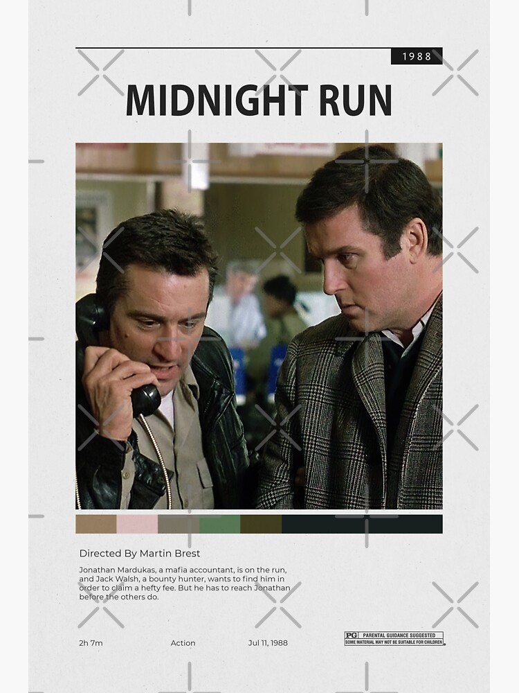 "Midnight Run movie poster 1988, action" Sticker for Sale by ...