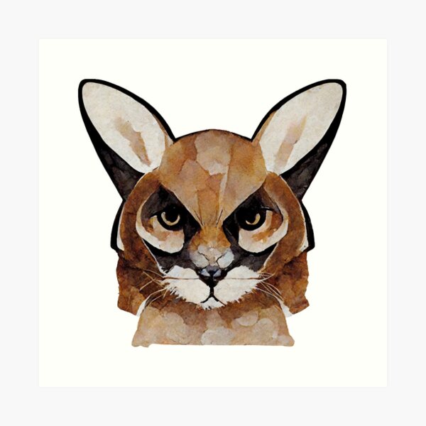 "Big Floppa Meme Art | Caracal art - Watercolor #3" Art Print for Sale ...