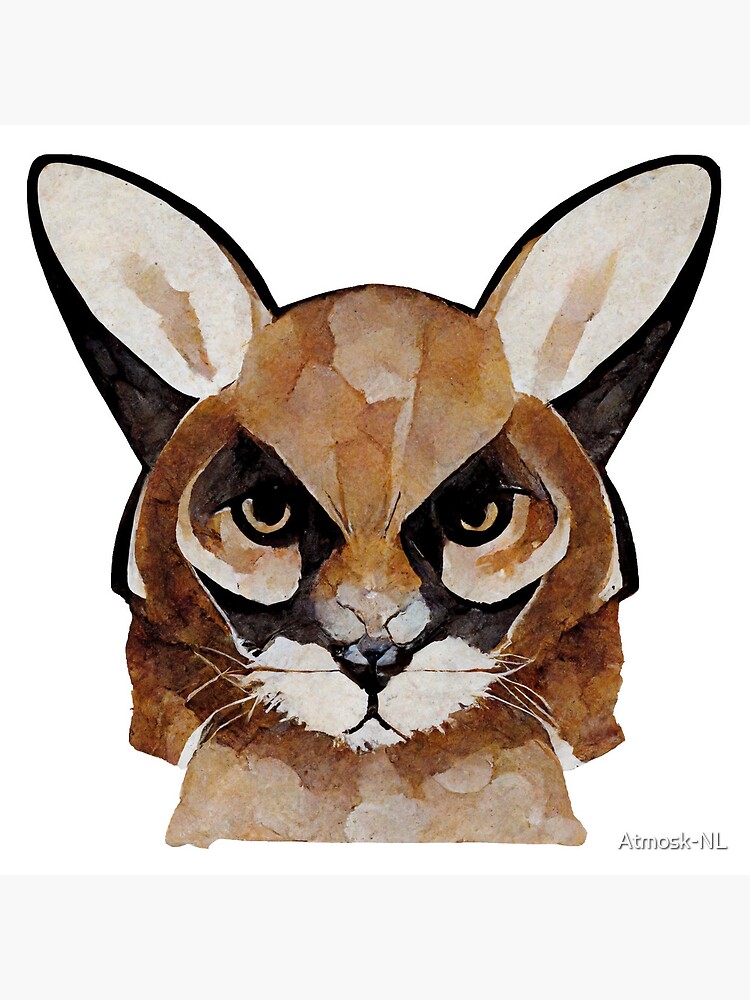 "Big Floppa Meme Art | Caracal art - Watercolor #3" Art Print for Sale ...