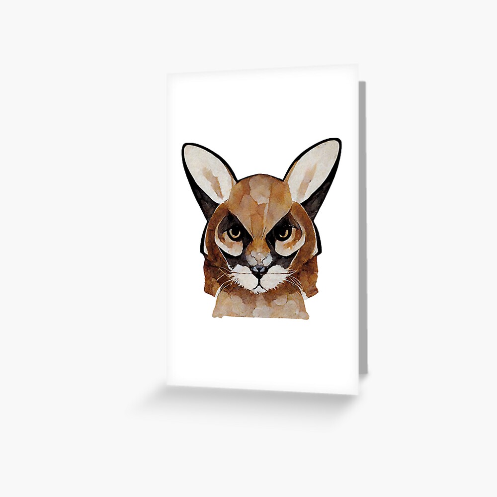 "Big Floppa Meme Art | Caracal art - Watercolor #3" Greeting Card for ...