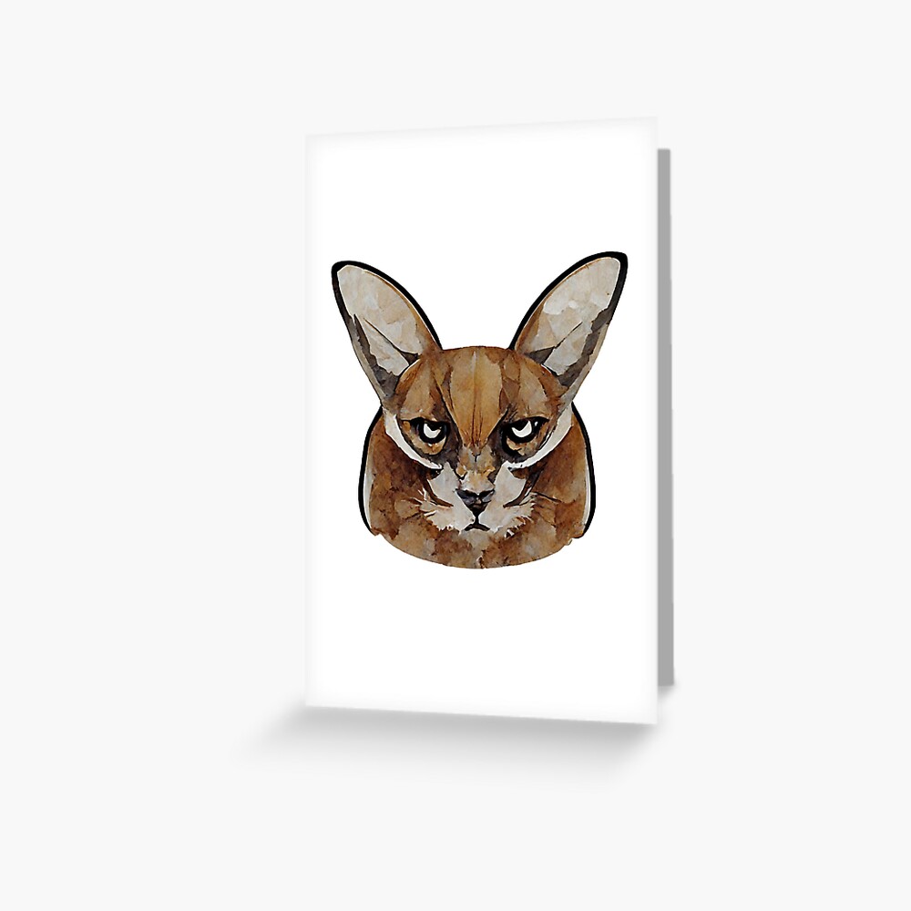 "Big Floppa Meme Art | Caracal art - Watercolor #5" Greeting Card for ...