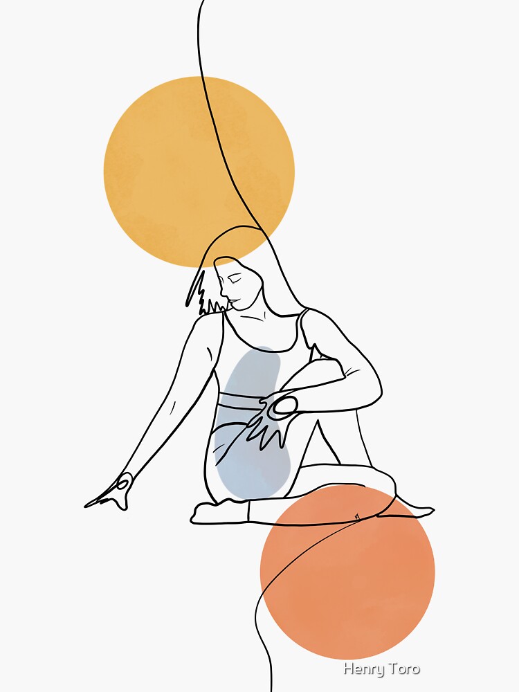 Yoga Pose Girl Line Art Sticker For Sale By Moderntextures Redbubble