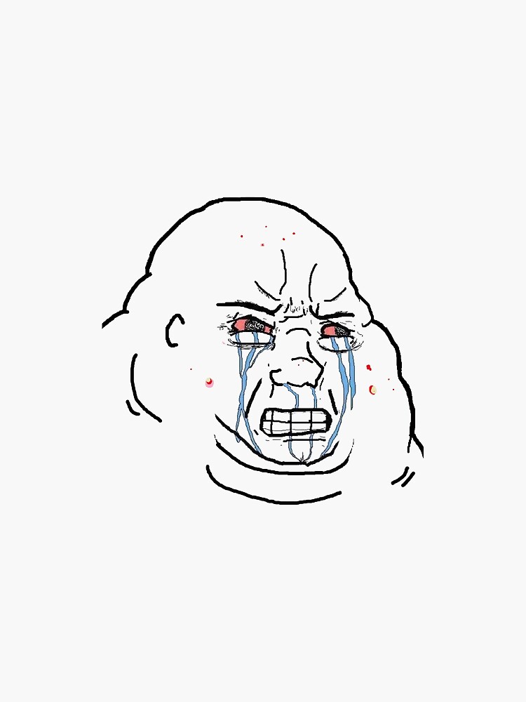 "Fat Crying Wojak - Transparent - Medium" Sticker for Sale by Katbot ...