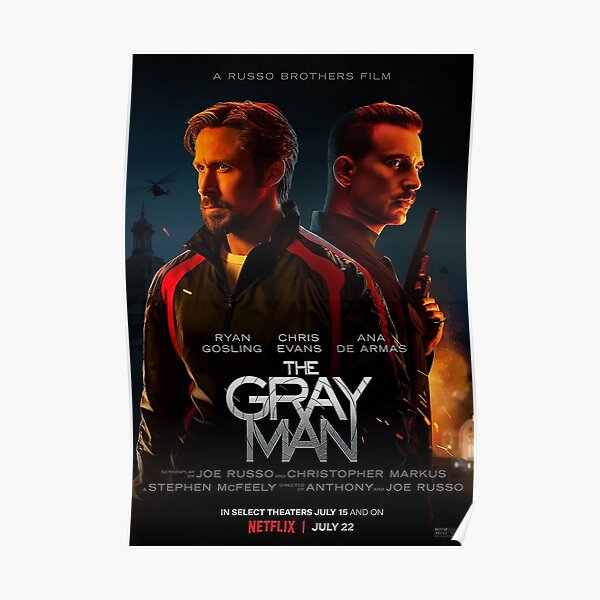 "The Gray Man Movie Official Poster" Poster for Sale by DeniseHass ...