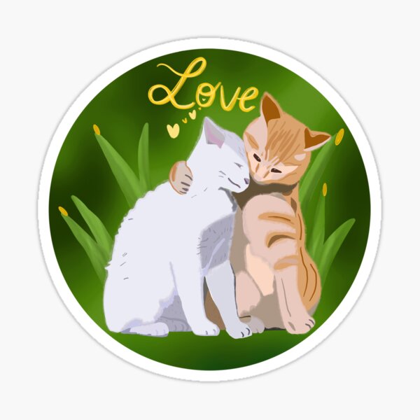 "Couple of cats hugging and in love" Sticker for Sale by altairaleon ...
