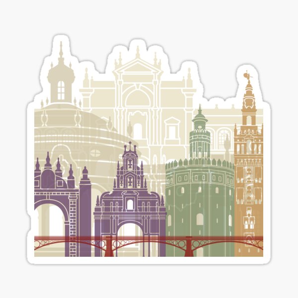 "Seville V2 skyline poster " Sticker by paulrommer | Redbubble