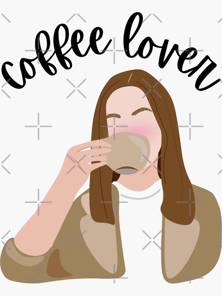 "Coffee Lover Woman Drinking Coffee Aesthetic" Sticker for Sale by ...