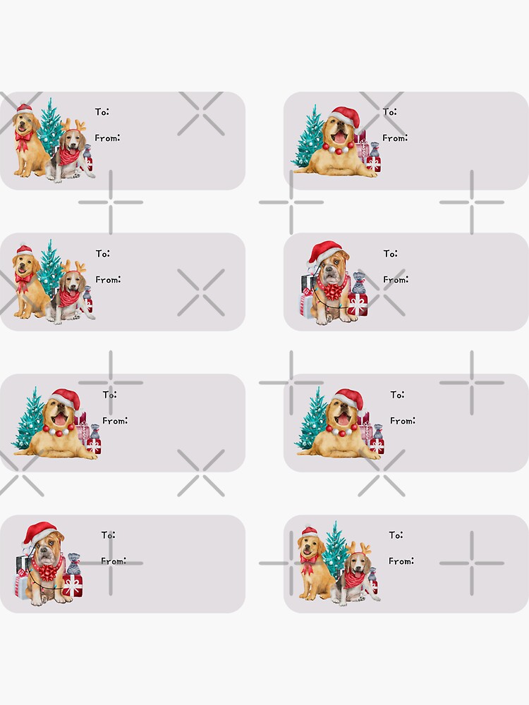 "Cute Watercolor Dogs Christmas Present Labels Holiday Gift Tags Bundle ...