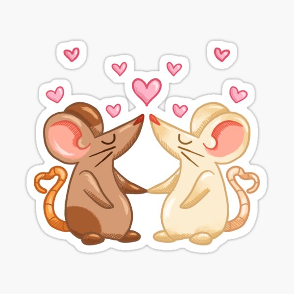 "Two Little Mice in Love" Sticker for Sale by Aurora-Blue | Redbubble