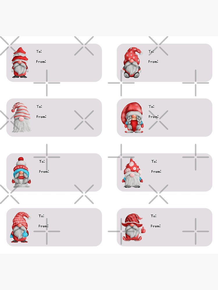 "Cute Watercolor Gnomes Christmas Present Labels Holiday Gift Tags ...