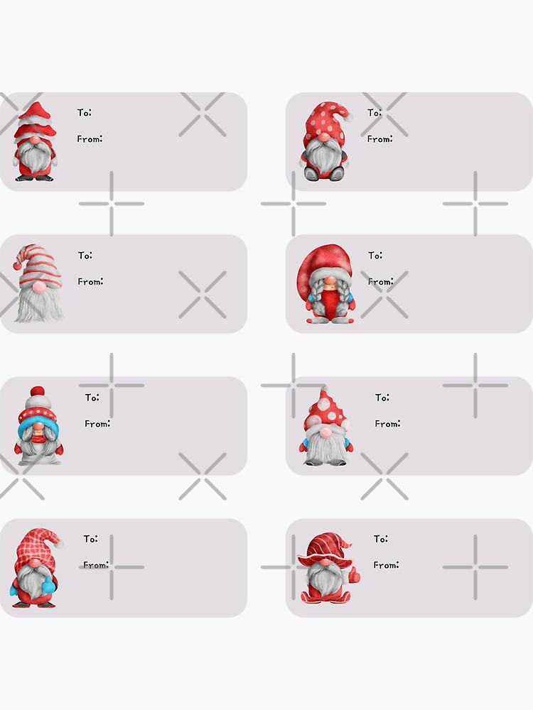 "Cute Watercolor Gnomes Christmas Present Labels Holiday Gift Tags ...