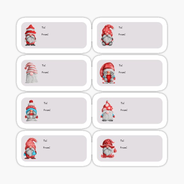 "Cute Watercolor Gnomes Christmas Present Labels Holiday Gift Tags ...