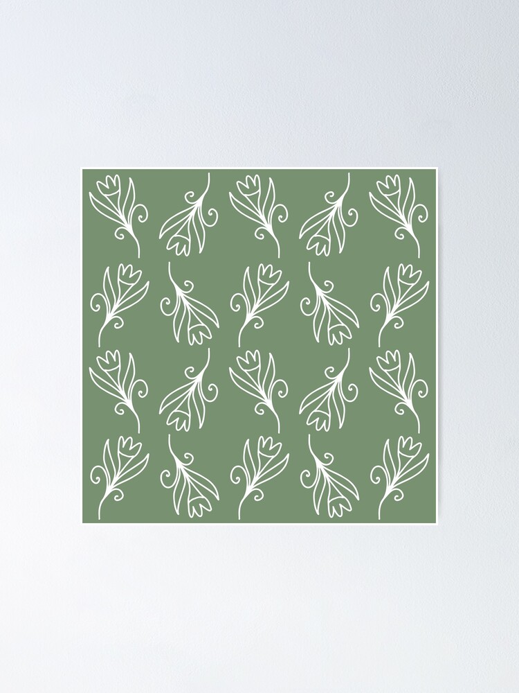 "Sage Green Flower Pattern 1" Poster for Sale by TheEmilySuzanne ...