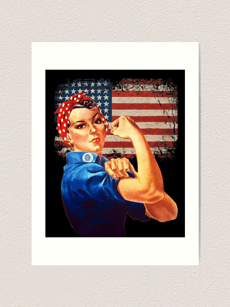 "Rosie the Riveter American Flag Usa Rosie the Riveter" Art Print for ...