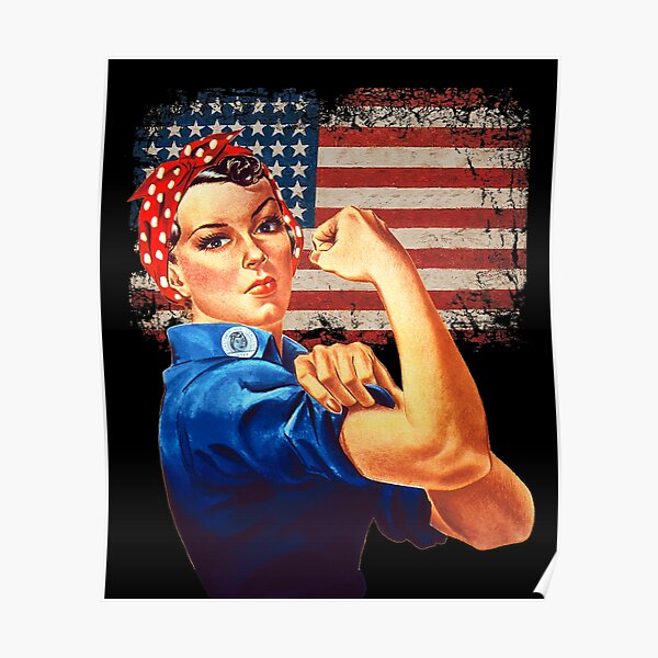 "Rosie the Riveter American Flag Usa Rosie the Riveter" Poster for Sale ...