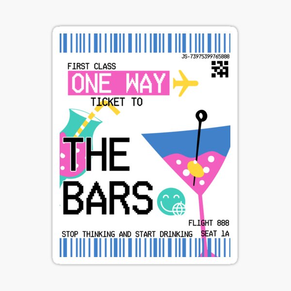 "ONE WAY TO THE BARS" Sticker for Sale by juliasantos5 | Redbubble