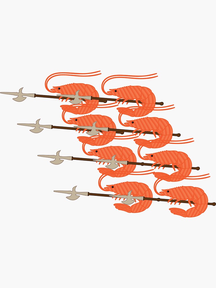 "Prawns With Pikes" Sticker for Sale by GlimmeringGems | Redbubble