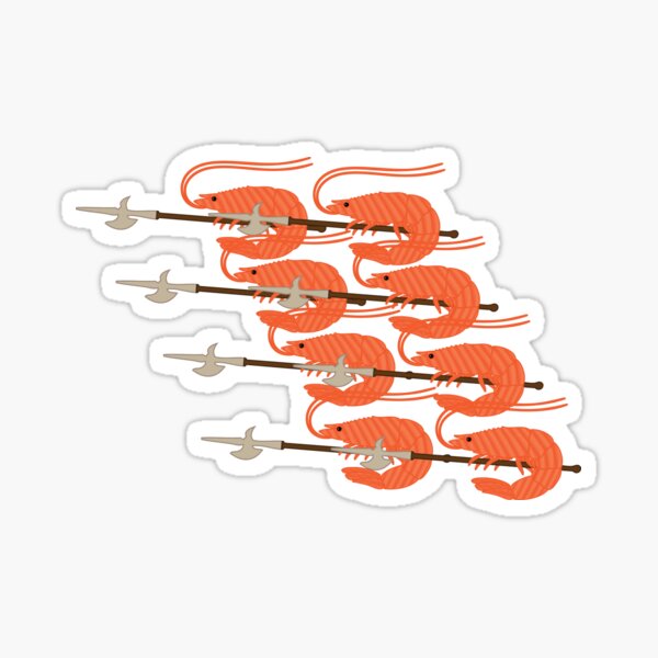 "Prawns With Pikes" Sticker for Sale by GlimmeringGems | Redbubble