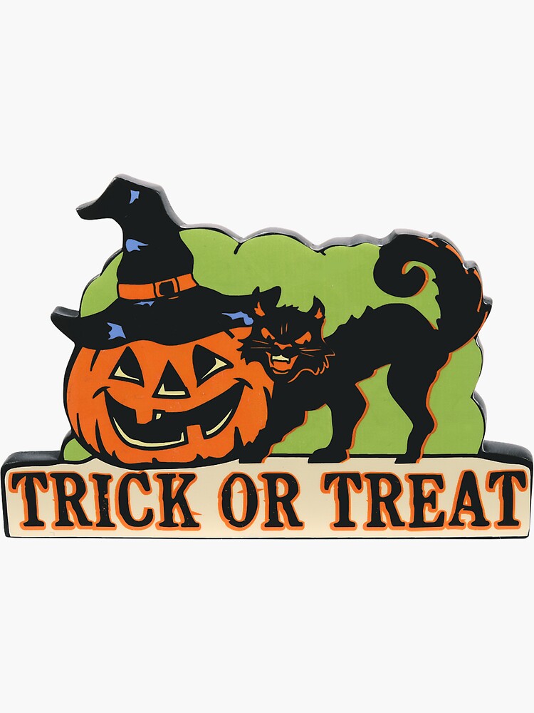 "cat trick or treat // vintage" Sticker for Sale by JulianaM14 | Redbubble