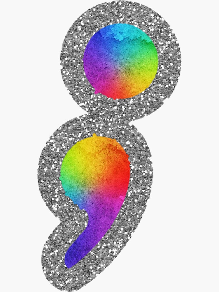 "Rainbow watercolor semicolon " Sticker for Sale by KCAbdelnour | Redbubble