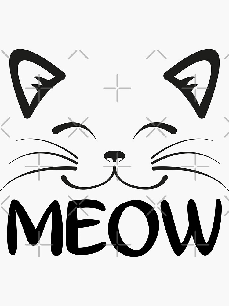 "Cat Face with Meow word" Sticker for Sale by light-house | Redbubble