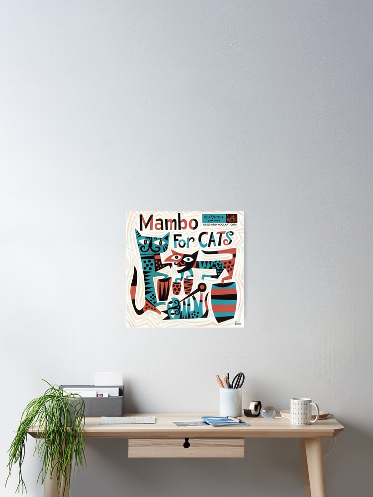 "Mambo for Cats Mid Century Record Sleeve Art" Poster for Sale by ...