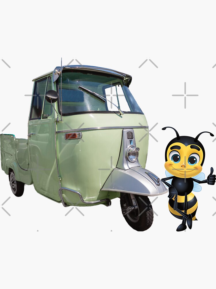 "Italian 3 wheel pickup truck, tricycle, busy bee" Sticker for Sale by ...