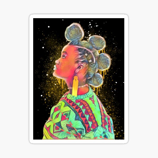 "Black Woman Dripping Gold Afro Puffs " Sticker for Sale by ...