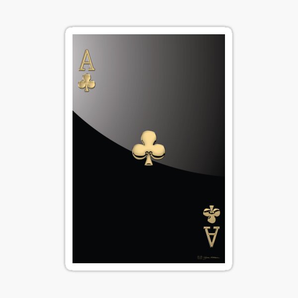 "Ace of Clubs in Gold over Black " Sticker by Captain7 | Redbubble