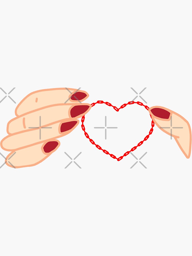 "woman's hand holding a red heart Chain " Sticker for Sale by Esraa ...