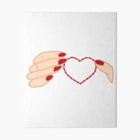 "woman's hand holding a red heart Chain " Art Board Print for Sale by ...
