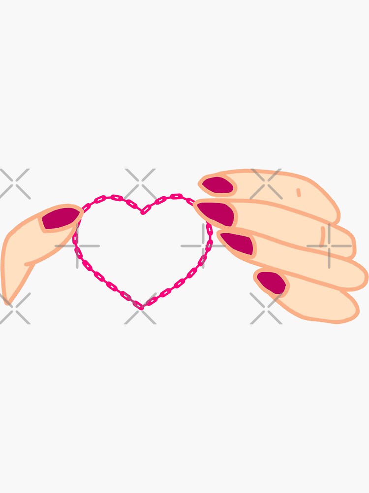 "woman's hand holding a pink heart Chain" Sticker for Sale by Esraa ...