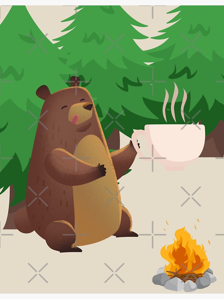 "Coffee essentials in the woods" Sticker for Sale by UrsaOasis | Redbubble