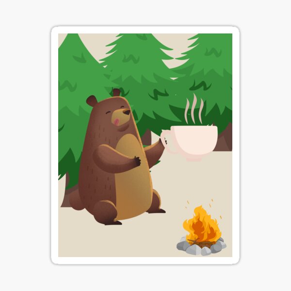 "Coffee essentials in the woods" Sticker for Sale by UrsaOasis | Redbubble