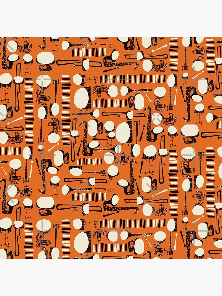 "Retro Jazz Beatnik Art Pattern" Throw Pillow for Sale by jesseladret ...