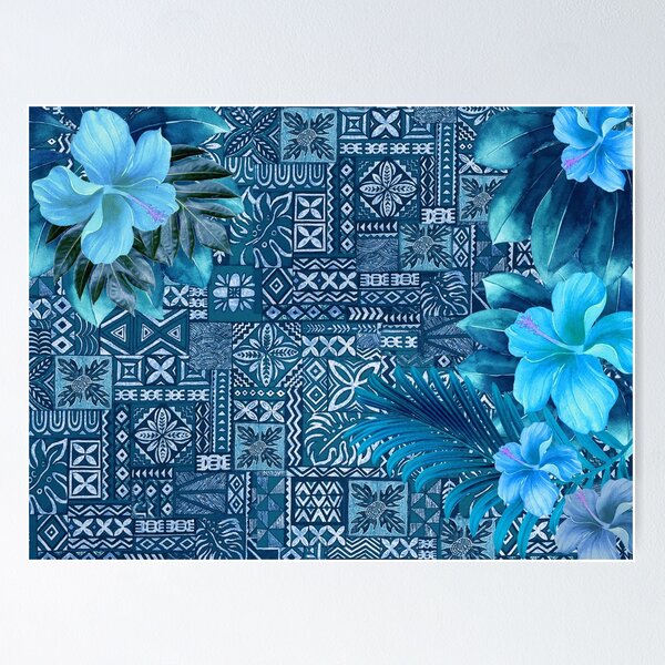 "Hawaiian Ulu Tapa and Hibiscus Fusion" Poster for Sale by JMarielle ...