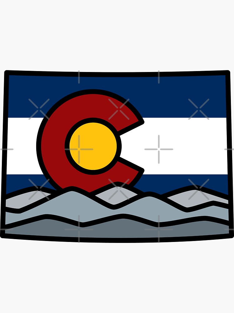 "Colorado state flag mountains state outline design" Sticker for Sale ...