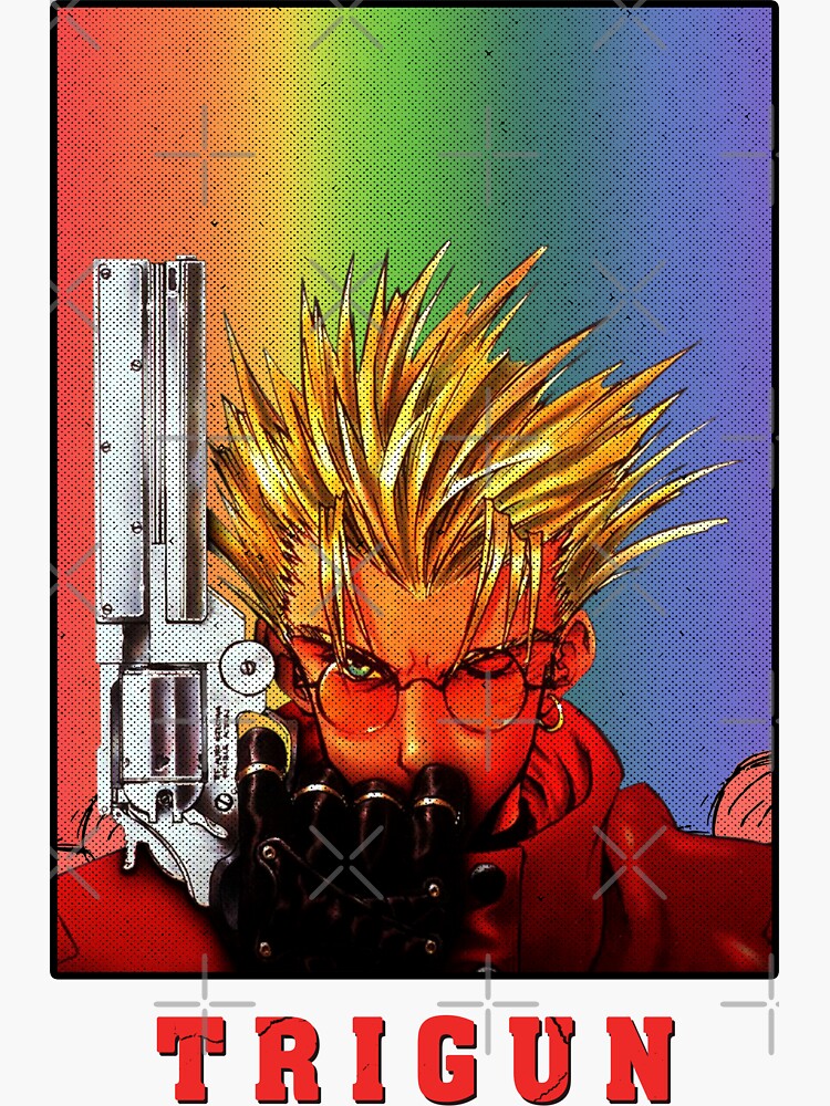 "Retro Grunge Frame Anime Poster | Trigun" Sticker for Sale by ...