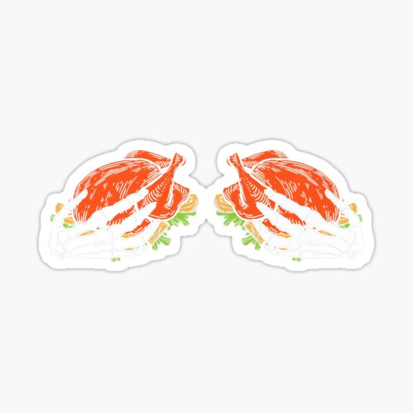 "Skeleton Hand On Breast Turkey Bra Thanksgiving Day Fall" Sticker for ...