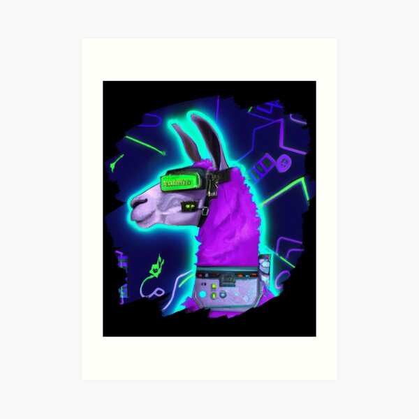 "Llama Cyborg Robot Llama Cool Outer Space Artistic Retro Alpacas" Art ...