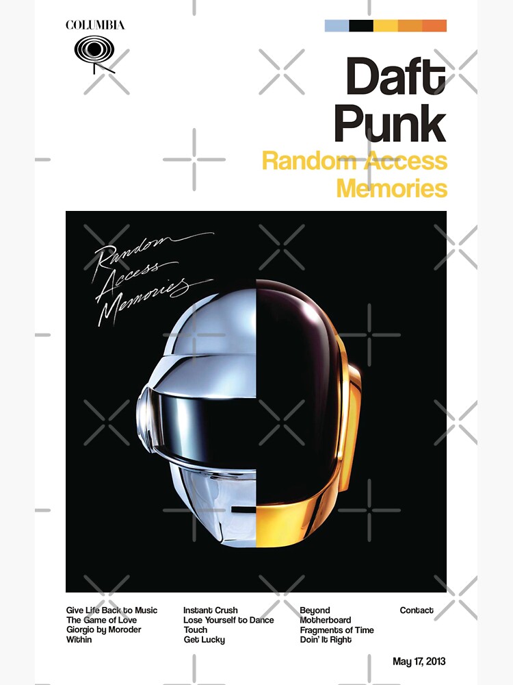 "Random Access Memories Daft Punk Vintage Retro Poster" Sticker for ...