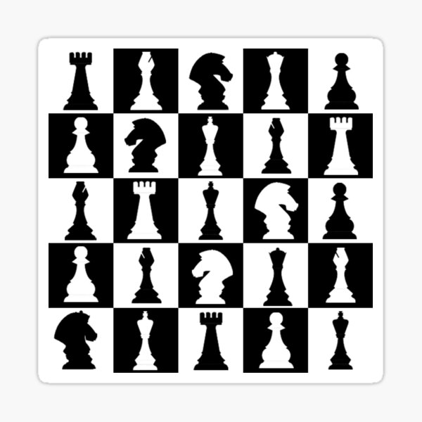 "Black and white Chess board pattern with Pieces" Sticker for Sale by ...
